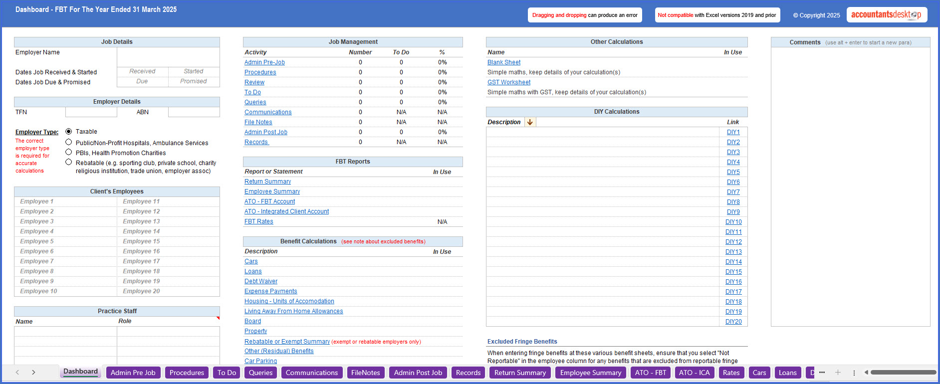 Main Menu - Accountants Desktop