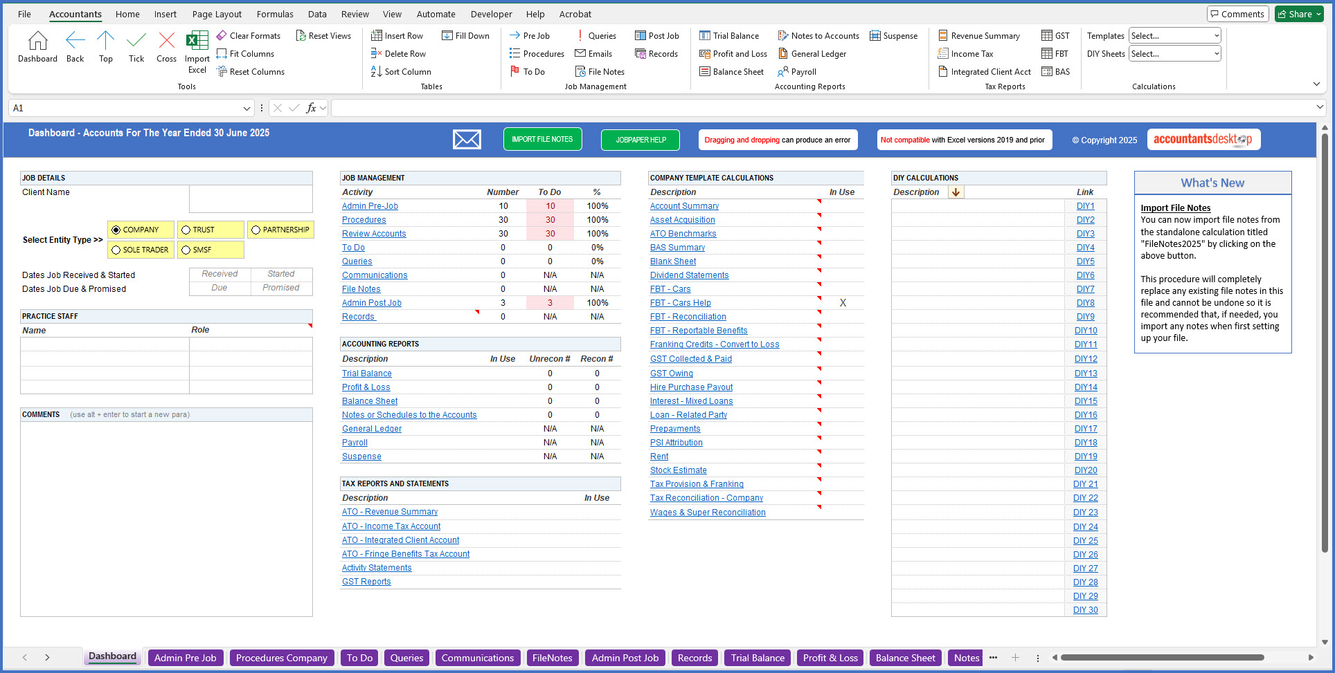 Main Menu - Accountants Desktop