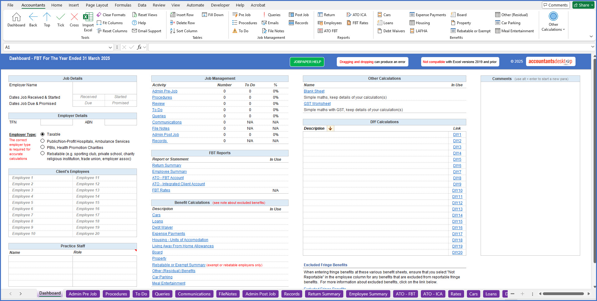 Main Menu - Accountants Desktop