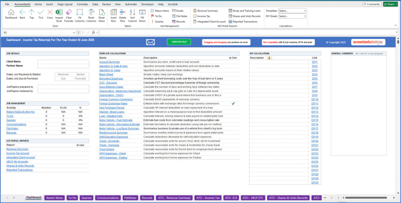 Main Menu - Accountants Desktop